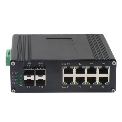 China Commutador Ethernet administrado industrial L2+ 8 puertos 10 100 1000T + 4 puertos 1000X SFP en venta