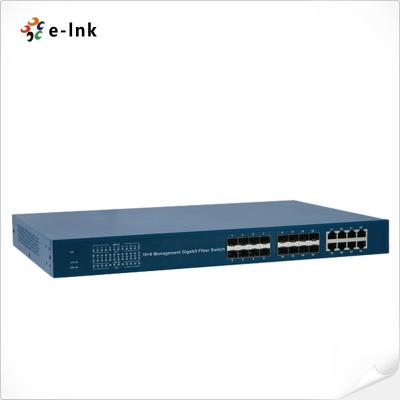 Китай Управление 8G + 16SFP Гигабитный волоконный коммутатор Поддержка VLAN на основе порта и IEEE802.1Q продается