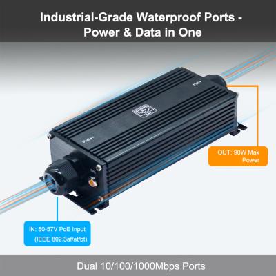 Chine Extenseur industriel Gigabit PoE imperméable à l'eau IP67 (1 x entrée 1 x sortie) à vendre