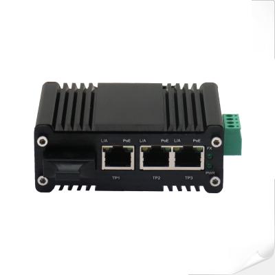 China Mini Industrial 3-Port 10/100/1000T 802.3at PoE + 1-Port 1000X SC Ethernet Switch con entrada de 12 ~ 48VDC y refuerzo de voltaje en venta