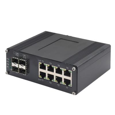 中国 産業用イーサネットスイッチ 8ポート 10/100/1000T + 4ポート 1000X SFP 12-48VDC 電源入力 販売のため