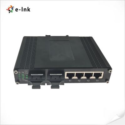 中国 産業用イーサネットスイッチ 1000M 4ポート ギガビット RJ45 - 2ポート 光ファイバー DINレール 販売のため