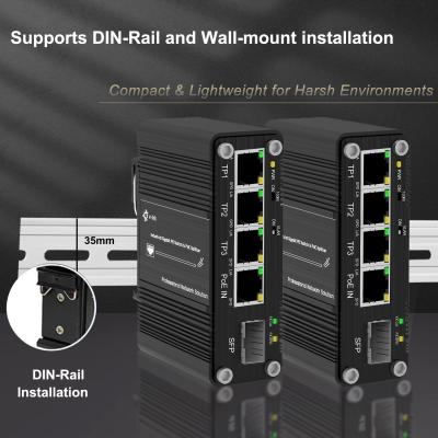 Китай Mini Industrial 3-Port 1000M RJ45 + 1 x SFP PD Switch с функцией разделения PoE продается