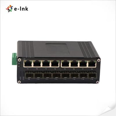 China Switch Ethernet Industrial L2 Gerenciado + 8 Portas 1000T + 8 Portas 1000X SFP Trilho DIN à venda