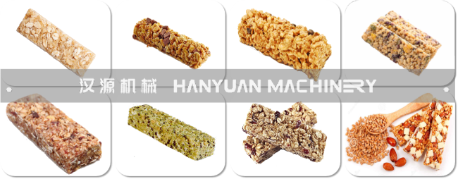 Sample cereal bar products produced by the machine