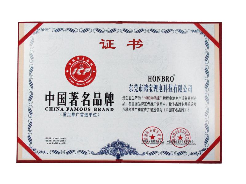 China Famous Brand Certificate - GuangDong Honbro Technology Co., Ltd.