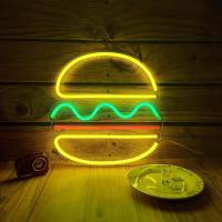 30*30cm LED Neon Light USB Powered Hamburger Neon Sign Wall Art Power Consumptio china 30*30cm LED Neon Light USB Powered Hamburger Neon Sign Wall Art Power Consumptio