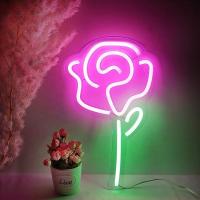 5V Voltage LED Flower Lights Rose Neon Sign for Bedroom Wall Decor Switch Party china 5V Voltage LED Flower Lights Rose Neon Sign for Bedroom Wall Decor Switch Party