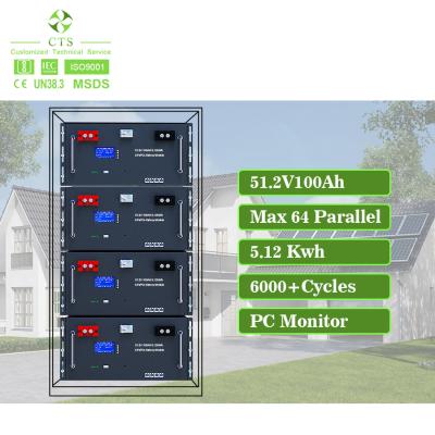 중국 홈 스토리지를 위한 태양 Lifepo4 래키드 리튬 이온 전지 24v 48v 100ah 200ah 5 kw 10 kw 판매용