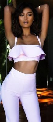 Cina L'incrocio posteriore della cima attacca il rosa sexy dei pantaloni della fasciatura delle signore integrale in vendita