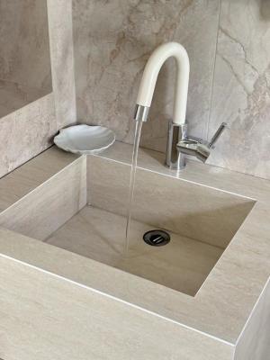 China Natural Travertine Bathroom Washbasin | Elegant Stone Vanity for Villa & Apartment for sale