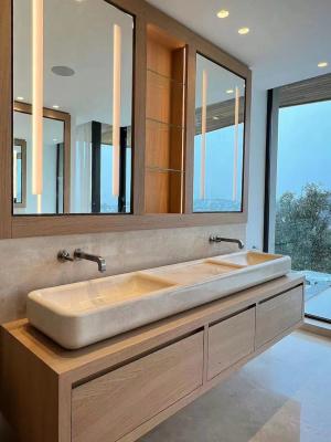 China Natural Limestone Bathroom Washbasin | Elegant Stone Vanity with Soft Texture for sale