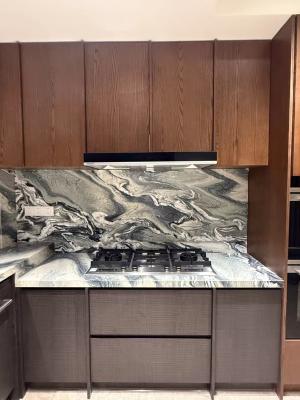 China Purple Landscape Marble Vanity Top - Ink Wash Mountain Art Bathroom Countertop for sale