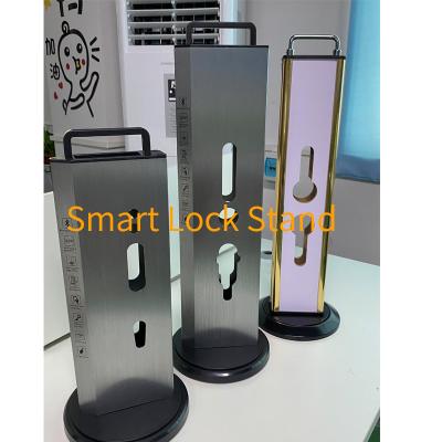China Rotating Smart Lock Display Stand for Exhibition Hall with Fingerprint Locks Compatibility for sale