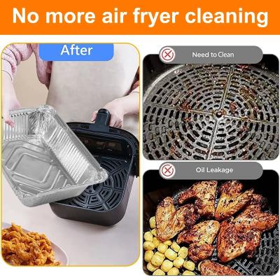 50/100Pcs Aluminum Foil Trays for Double Basket Air Fryers Food Grade Baking