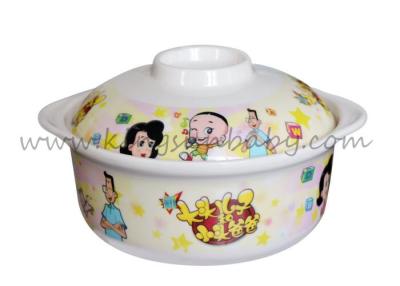Cina Il padellame del bambino della melammina stampato fumetto ha messo/ciotole del bambino con i coperchi ecologici in vendita