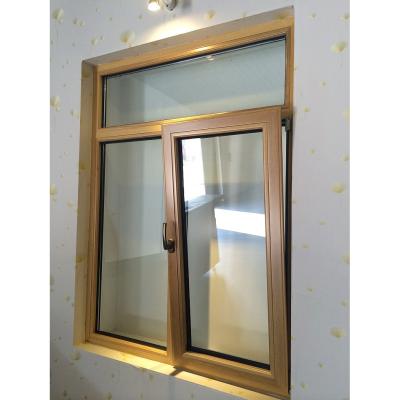 China KDSBuilding novo design Champagne color frame vidro temperado duplo alumínio inclinação e virar janela para casa à venda