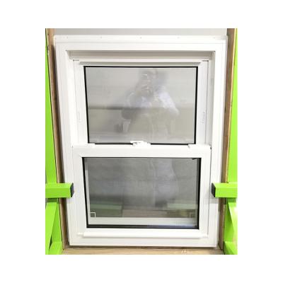 China KSConstrucción de alta calidad de PVC blanco doble ventanas colgantes de impacto de huracán ventanas estilo americano para habitación en venta