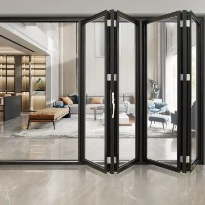 Cina Entrata principale Patio Porta pieghevole Moderno Alto alluminio doppio vetro Accordione Grande Grande Bifold Lungo Bi Fold Sliding Esterno in vendita