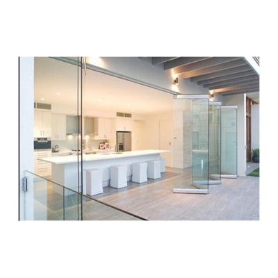 China KDSBuilding Modern design orkaanimpact aluminium frameloze opvouwbare doorzichtige deur voor buiten Te koop