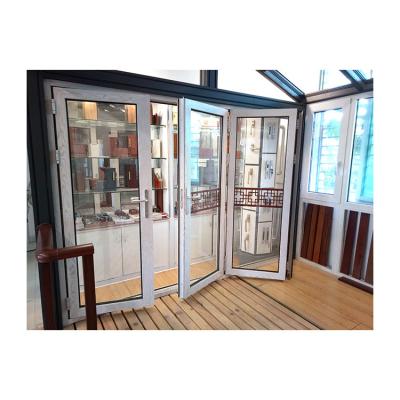 China Super House Helder glazuur Energiebesparend Aluminium vouwdeuren Glas Bifold Exterior Voor Balkon Te koop