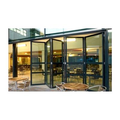 China KDSBuilding Balcón Aluminio Puertas de vidrio plegables horizontales deslizantes con vidrio gris de tinte negro en venta