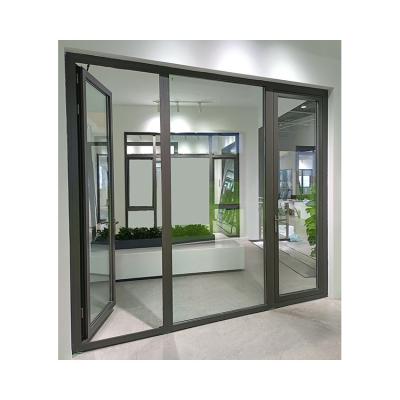 China Energiebesparende jaloezieën binnen Grill Aluminium toegangsdeuren Buiten Flush Casement Door Modern Design Te koop