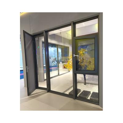 China Geluidsdicht dubbelgehard glas aluminium bekleding voorzijde deuren buiten interieur voor huizen Te koop