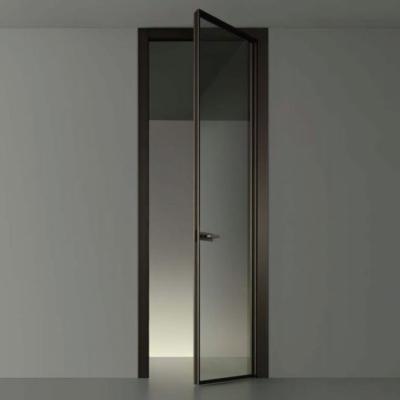 China Dubbelgehard glas schommelbeveiliging zwart grafisch interieur aluminium deur voor badkamer Te koop