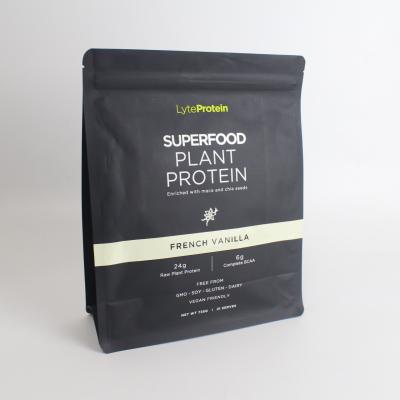 Cina Borsa di plastica della stagnola della polvere del proteina del siero del fondo piatto 1kg della chiusura lampo su ordinazione nera opaca di imballaggio per alimenti in vendita