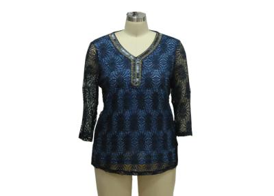 Cina Le magliette casuali delle signore elastiche del pizzo del girasole con anti argento borda le cravatte in vendita