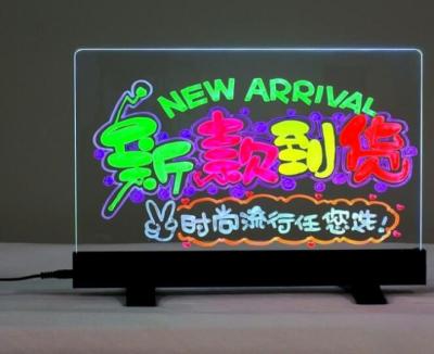 China Muestra borrable iluminada de la tabla del menú del tablero de escritura del neón que destella LED con la muestra de la exhibición LED del tablero de mensajes del regulador LED en venta