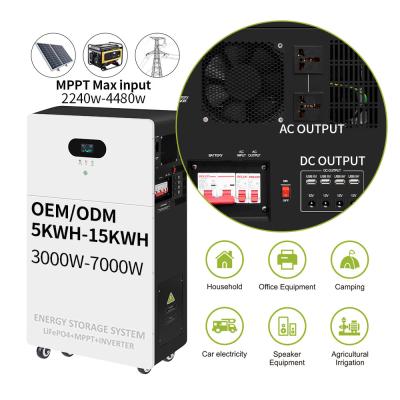 중국 전력 발전소 뱅크 온인원 인버터 하이브리드 오프 그리드 AC 5kw 10kw 15kw 20kw 태양 리?? LiFePO4 에너지 저장 배터리 시스템 판매용