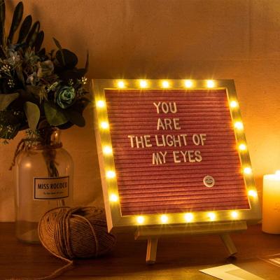 Cina Pink LED Lights Message Felt Letter Board 10X10 With Stand Letters And Numbers in vendita