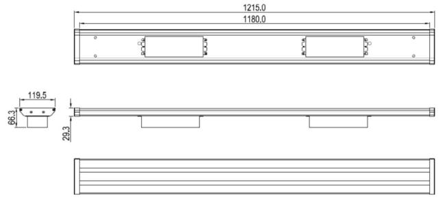 LED Linear Shop Light product dimensions and appearance