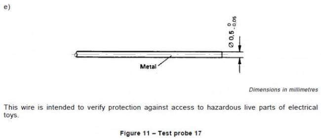 IEC61032 Figure 11 Test Probe 17 Test Wire Test Finger Probe 1
