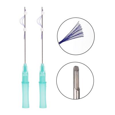 Cina 10 20 linee suture assorbibili di sollevamento di polydioxanone dell'ascensore del filo della multi siluetta molle del filo di 21g38mm/filo di pdo in vendita