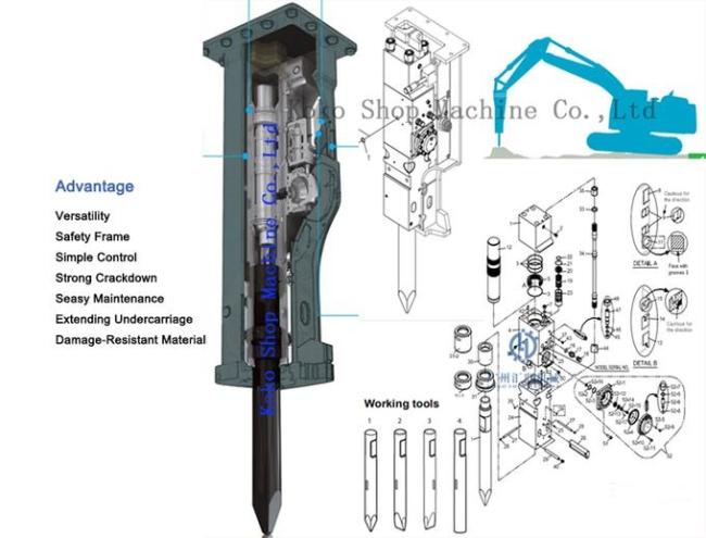 EB75 Rock Hammer SB43 Hydraulic Breaker for 6-9 Ton SOOSAN Excavator Spare Parts 1