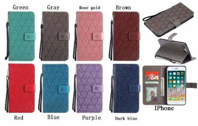 China iPhone Leather Protective Case with Flower Embossed Pattern for sale