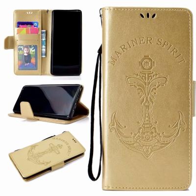 China Samsung Note 8 Embossed Mermaid Mariner Spirit Leather Wallet Case with wristlet strap for sale