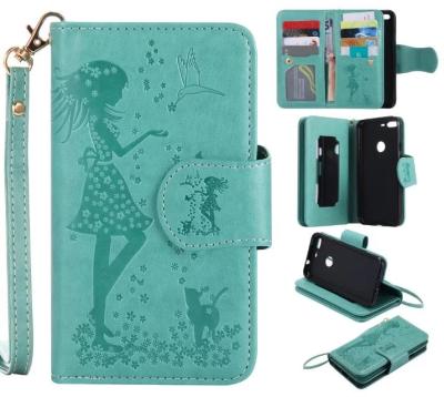 China Pixel Leather Folio Book Style Case Wallet,Built-in Cosmetology Mirror & 9 Card Slots Cash Pocket for sale