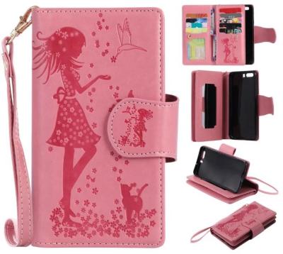 China Huawei P10 Leather Folio Book Style Case Wallet,Built-in Cosmetology Mirror & 9 Card Slots Cash Pocket for sale