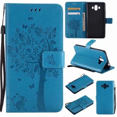 China Huawei Mate 10 Wallet Flip Leather Case Cover with Lucky Tree Embossed for sale