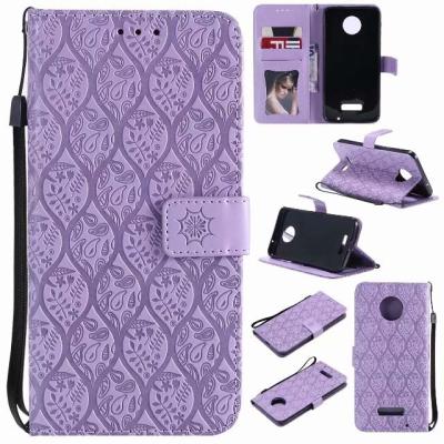 China Moto Z Force Leather Protective Case with Flower Embossed Pattern for sale