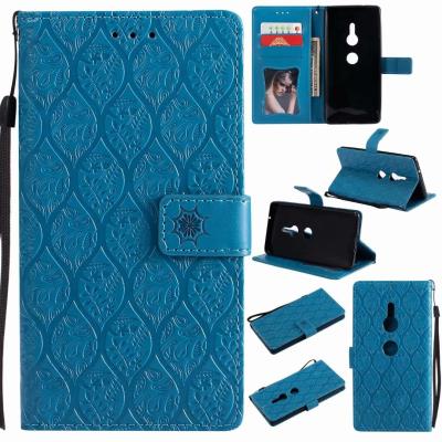 China Sony XZ2 Leather Protective Case with Flower Embossed Pattern for sale