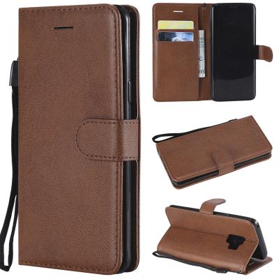 China Samsung S9 Pure Color Leather Wallet Protective Case with Card Slots for sale