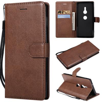 China Sony XZ2 Pure Color Leather Wallet Protective Case with Card Slots for sale