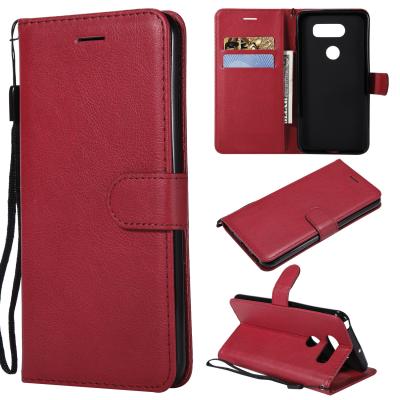 China LG V30 Pure Color Leather Wallet Protective Case with Card Slots for sale
