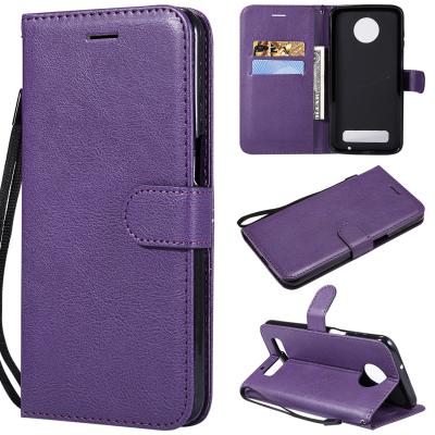 China Moto Z3 Play Pure Color Leather Wallet Protective Case with Card Slots for sale