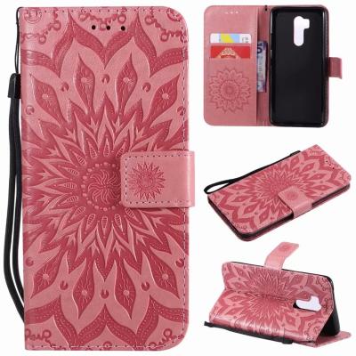 China LG G7 ThinQ Leather Protective Folio Magnetic Kickstand Cover Mobile Phone Case with Sunflower Embossed for sale